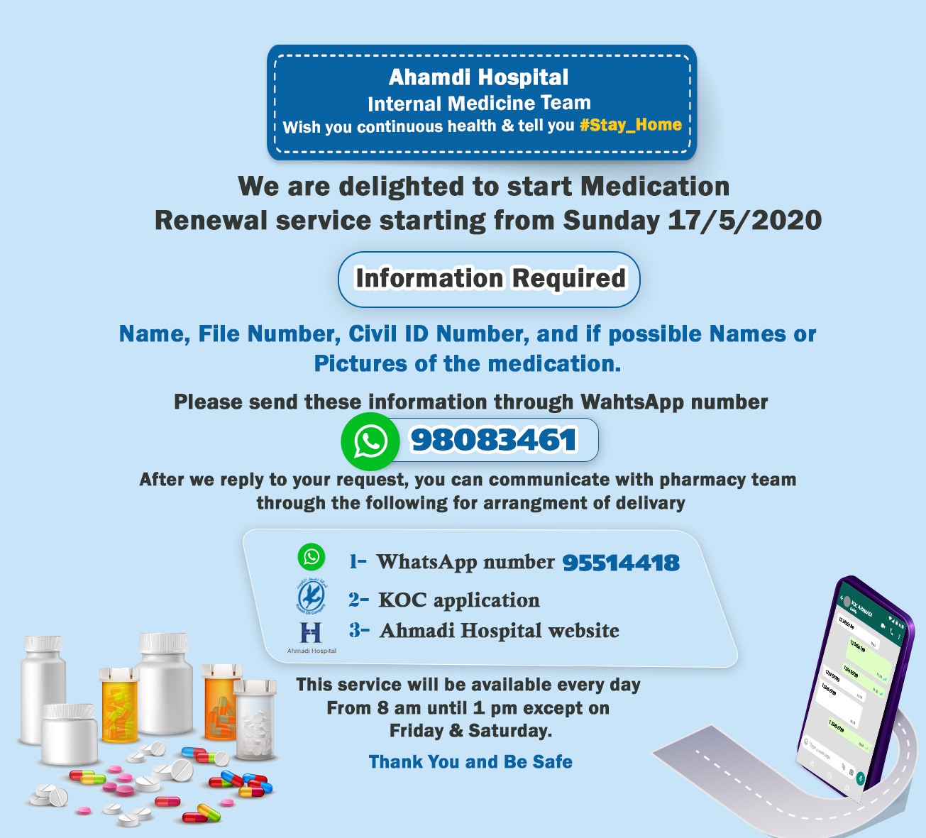 Renewed / Refill Medications for Internal Medicine Clinic